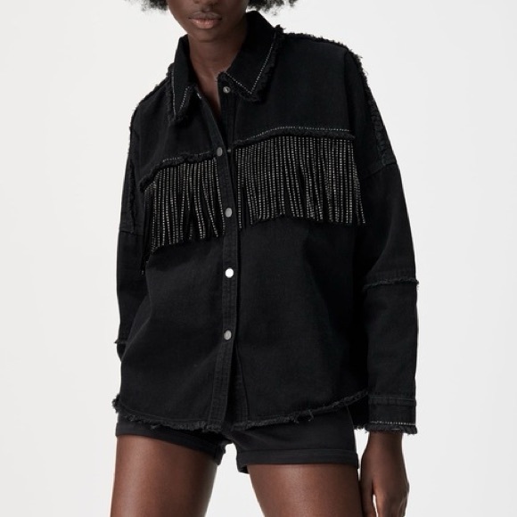 Zara | Jackets & Coats | Zara Fringe Denim Jacket | Poshmark